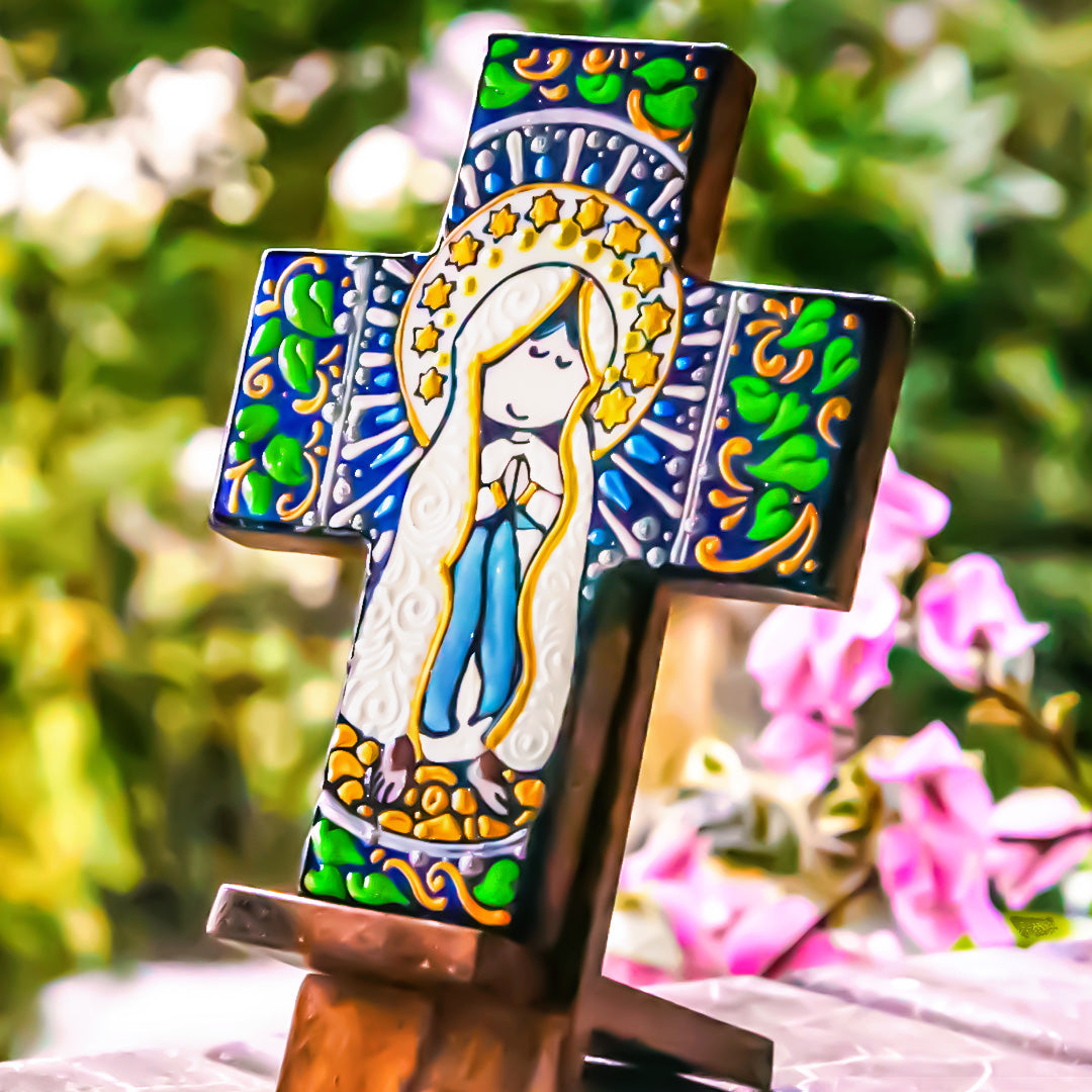 Lourdes - Desk Cross w/ Hook and Stand – PintadasFilipinas
